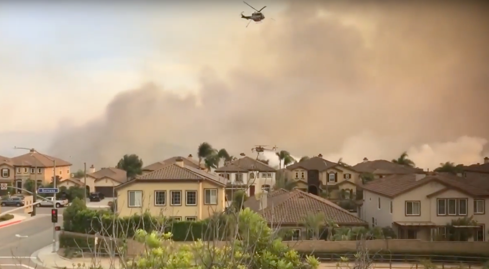 Canyon Fire Two-Raw Footage of Helicopters Preventing Homes From ...