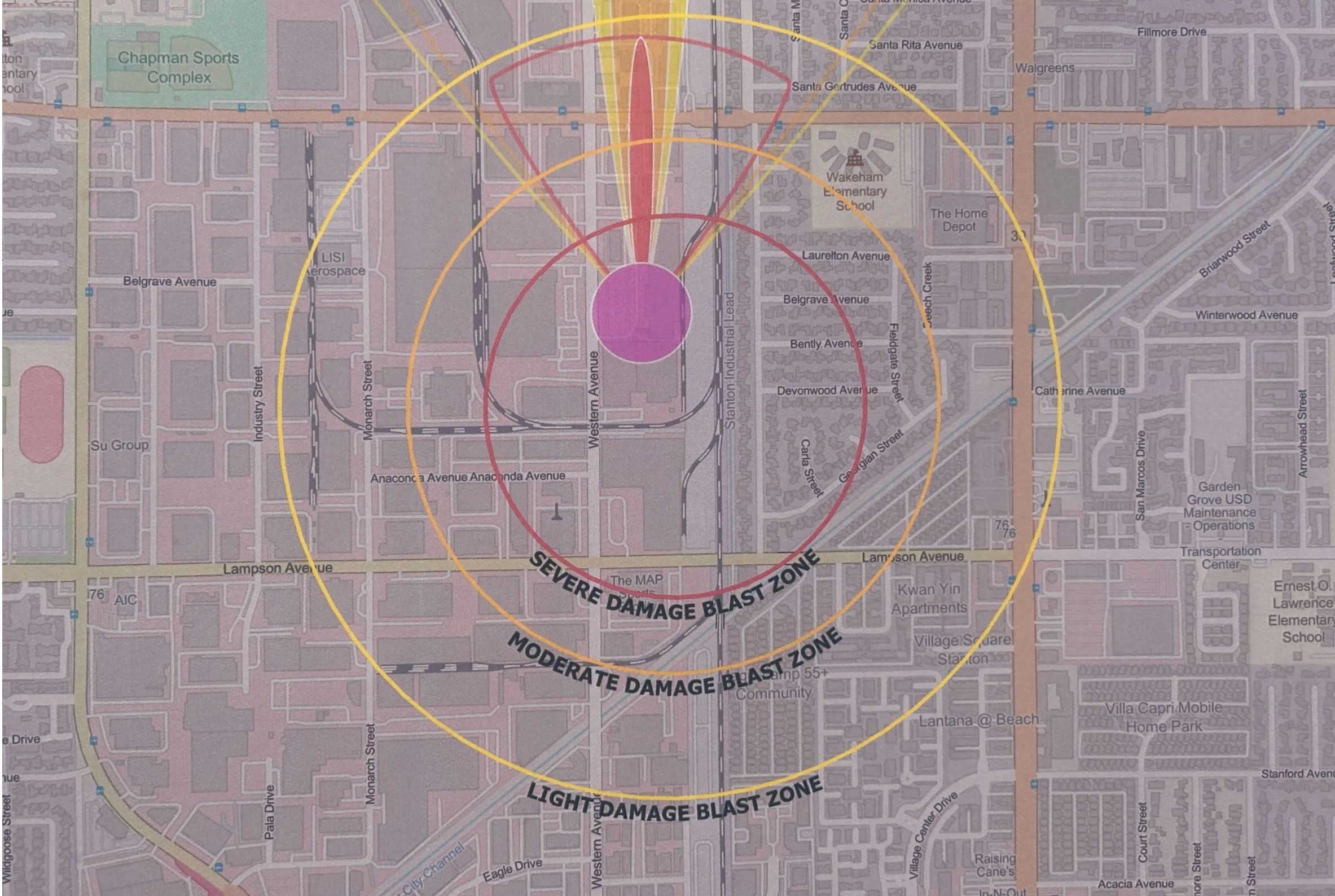 Garden Grove Blast Zone Map Shows Homes, School Near GKN Aerospace ...
